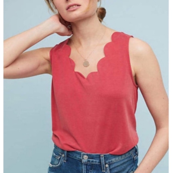 Anthropologie | Tops | Anthro Eri Ali Scalloped Red Tank Top Small ...